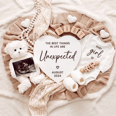 Unexpected Baby Announcement Digital, Pregnancy Announcement Template ...