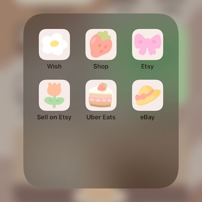 Cute Hand Drawn Pink Ios & Android App Icons Home Screen Set Widget ...