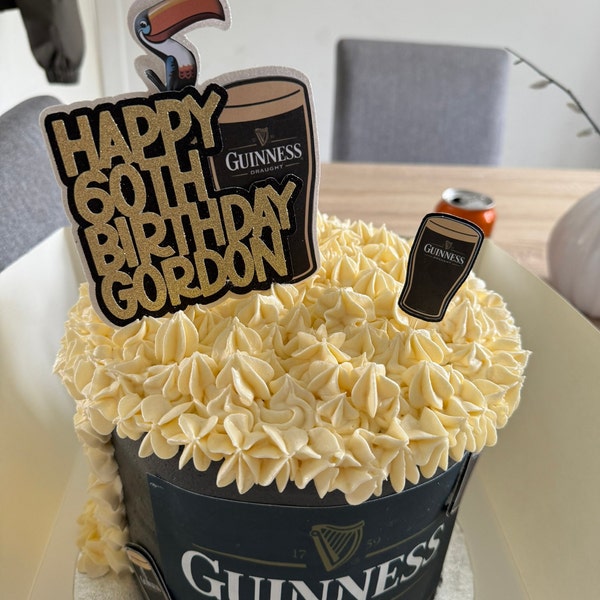 Guinness Themed Cake Topper! Personalised Name & Age * Birthday * Beer ...