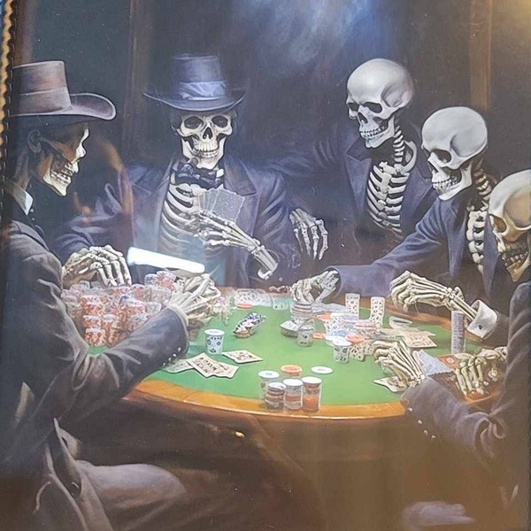 Skeletons Playing Poker Poster, Skeleton Wall Art, Skeleton Art Print ...