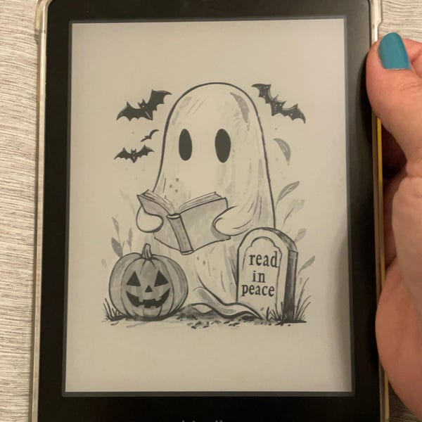 Kindle Paperwhite Full Screen Lock Screen - Cute Ghost Read in Peace - Etsy