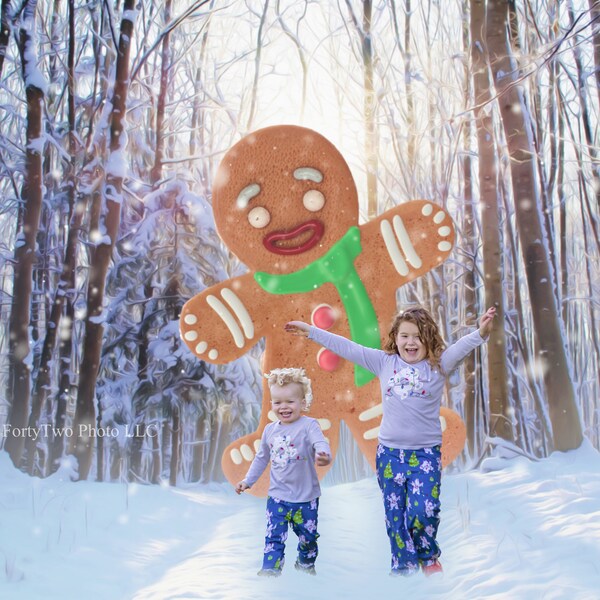Gingerbread Man Chase Digital Backdrop/background, Can't Catch Me I'm ...