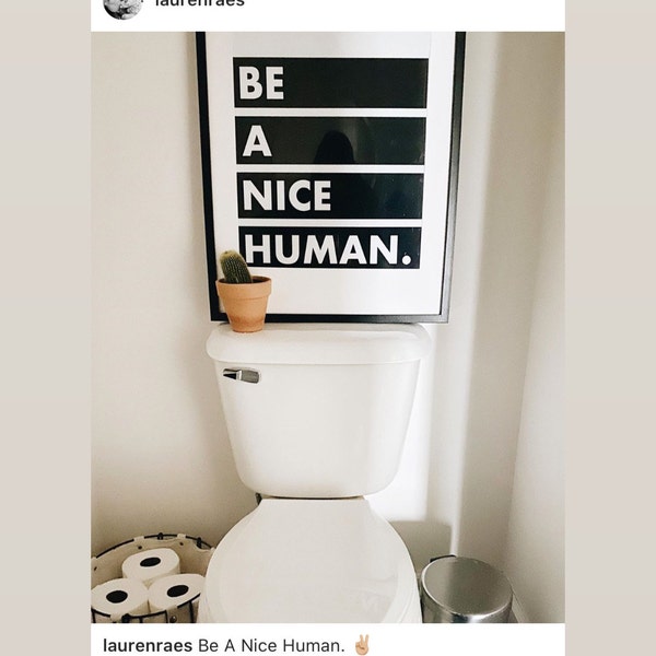 Be A Nice Human Printable Wall Art, Motivational Quote Print, Positive ...