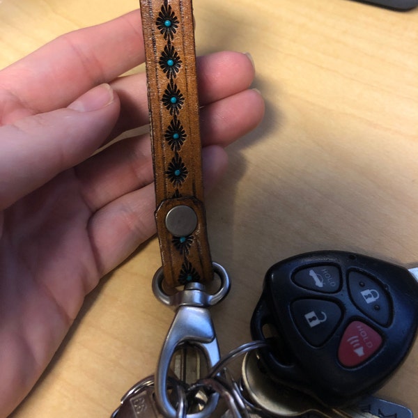 Southwestern Leather Key Fob - Handmade Western Keychain - Southwestern ...