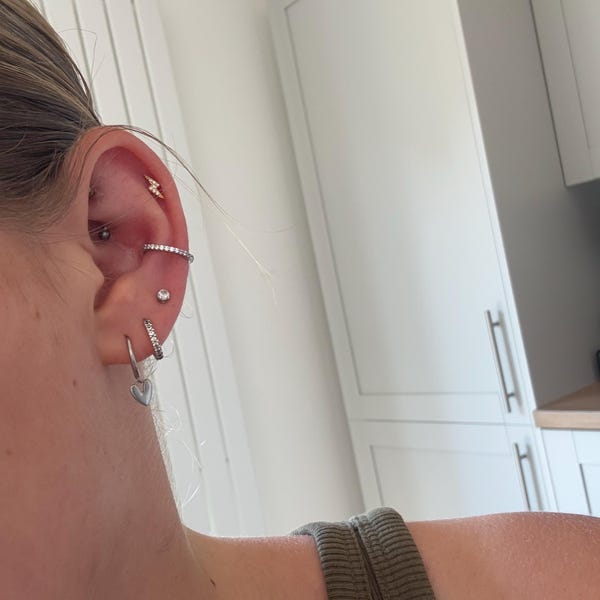 18G Hummingbird Cartilage Hoop Earring • Upper Helix Earring • Lower Lobe Hoop Earring • Ear ...