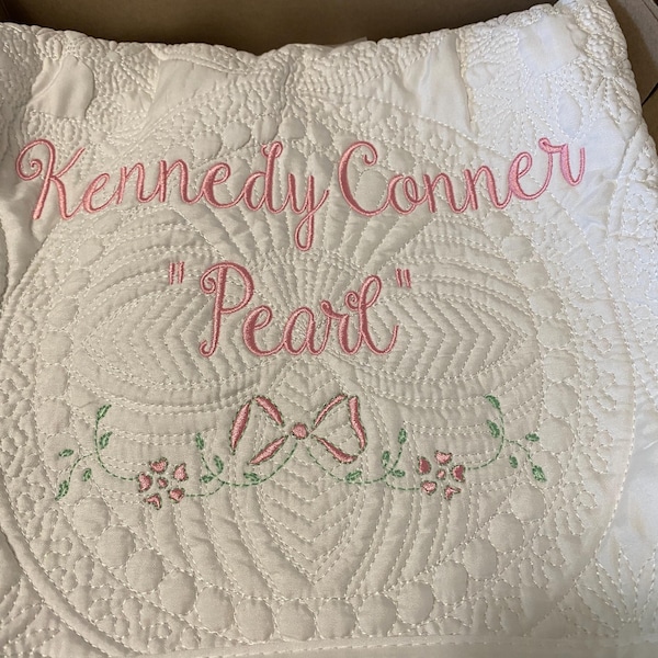 Heirloom Baby Quilt, Blank Embroidery Quilt, Pink Quilt, Blue Quilt ...