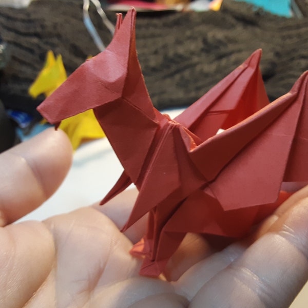 Handmade Red Paper Origami Dragon - Etsy