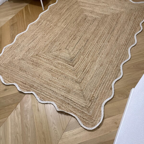 Scallop Rug- Natural Jute Rug, Scallop Jute Rug, Scalloped Rug, Area ...