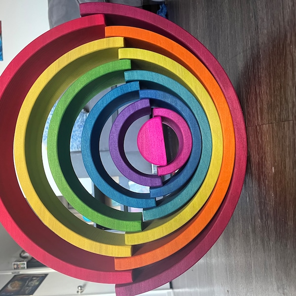 Rainbow Stacker Puzzle, Rainbow Puzzle, Montessori Inspired, 2.75 ...