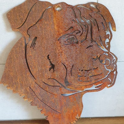 Rusty Metal Staffy Decor / Staffordshire Bull Terrier Garden - Etsy UK