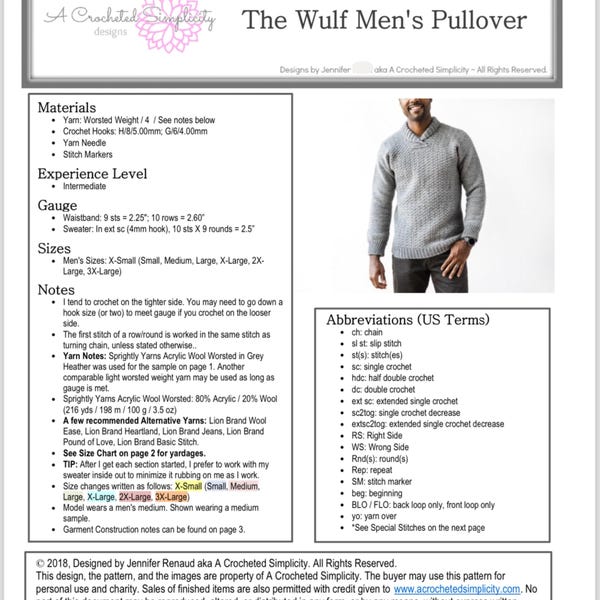 PDF Crochet Pattern: the WULF Men's Pullover, Mens Crochet Sweater ...