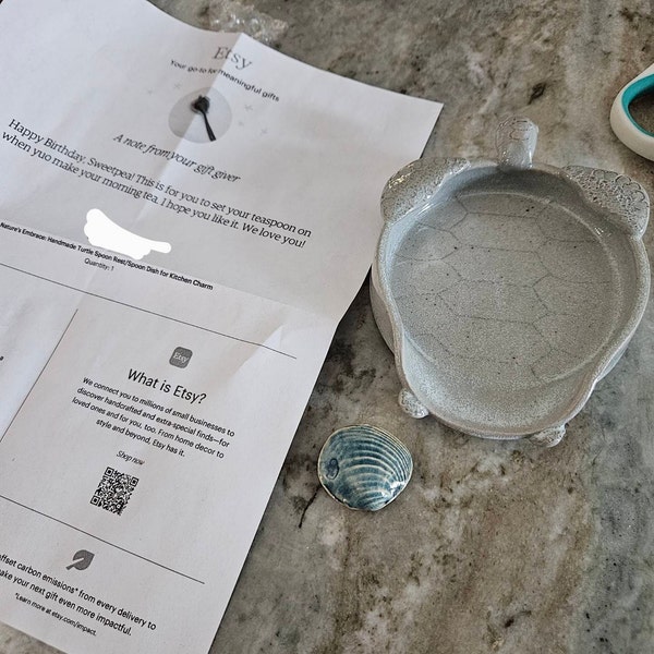 Handmade Turtle Spoon Rest With Unique Blue Shell Pattern Glaze - Ocean ...