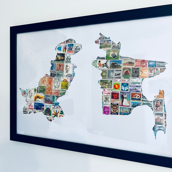 India Postage Stamp Collage Art - Etsy