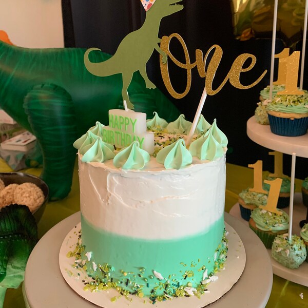 Dinosaur Birthday Cake Topper - 1st Birthday First, Bday, Cake Smash ...