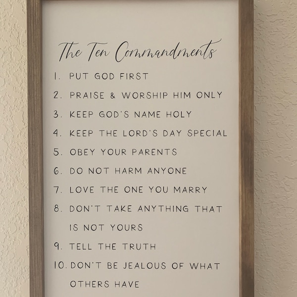 The Ten Commandments Sign | Scripture Wood Sign | Living Room Wall ...