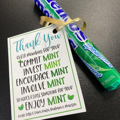 Printable/editable Thank You Mint Gum Chocolate Appreciation Tag for ...