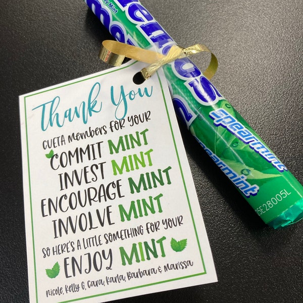 Printable/editable Thank You Mint Gum Chocolate Appreciation Tag for ...