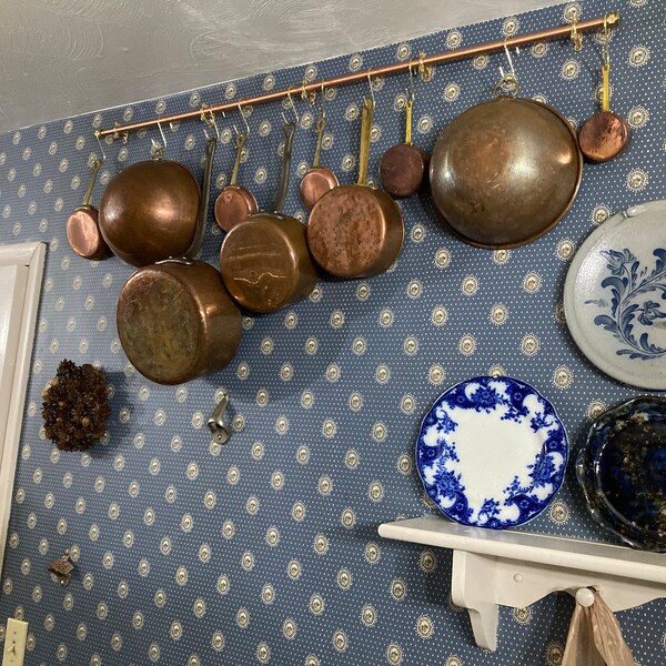 Handmade Copper and Brass Pot and Pan Rack, Copper Rails, Copper ...