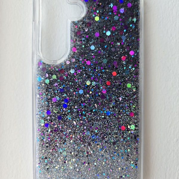 Blue Silver Holographic Glitter Sparkle Space Cover Case for iPhone 14 ...