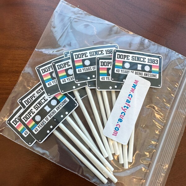Cassette Tape Cupcake Toppers 40th Party Cupcake Toppers Best Of 1984 40th Birthday Party 40th