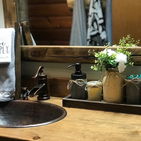 Rustic Bathroom Decor, Mason Jar Bathroom Set Bronze, Oil Rubbed Bronze ...
