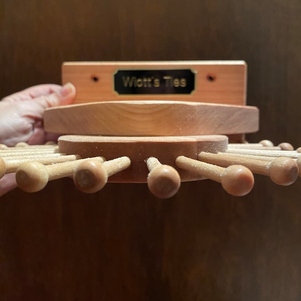 Handmade Hardwood Revolving Tie/necklace/mask Rack Space Saving Closet ...