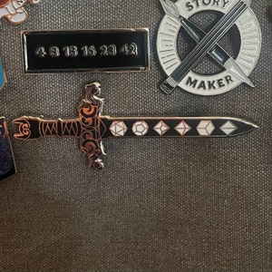 Polyhedral Dice Sword Enamel Pin Exclusive Design Dungeons and Dragons ...