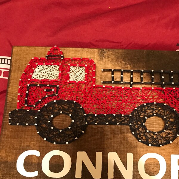Fire Truck String Art, Firetruck String Art, String Art Firetruck, Baby ...