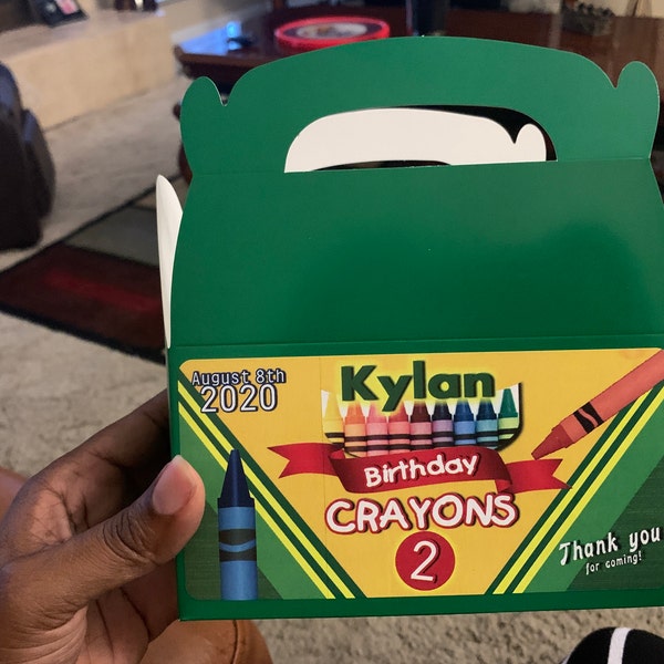 Crayon Birthday Colorful Party Goody Loot Boxes Favors, With PHOTO or ...