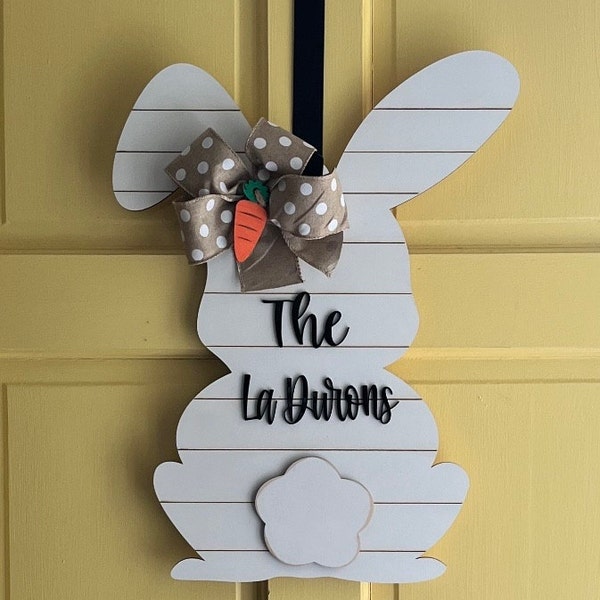 Personalized Large Easter Bunny Front Door Hanger, Happy Easter, Easter ...