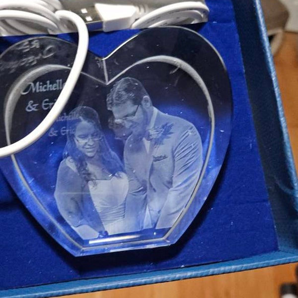 Custom 3D Crystal Photo Personalized Laser Engraved Keepsake Unique ...