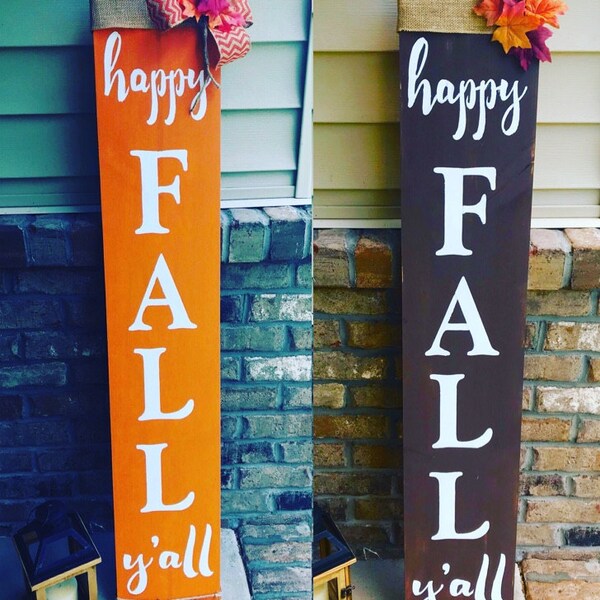 Happy FALL Y'all STENCIL Vertical for Painting Wood Signs Large Tall Porch Entryway Walls ...