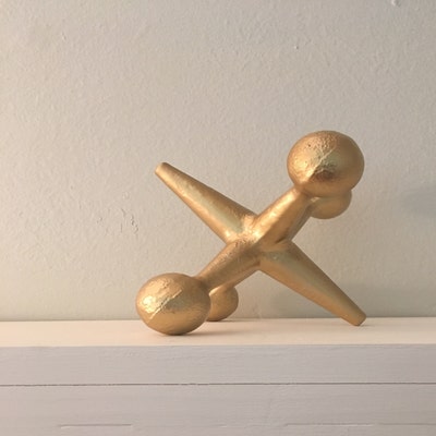 Gold Jacks Home Decor Unique Mid Century Modern Style Jacks Bookends ...