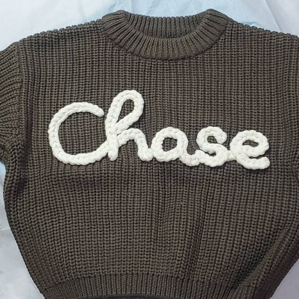 Personalized Hand Embroidered Name Baby Sweater, Monogrammed Kids ...