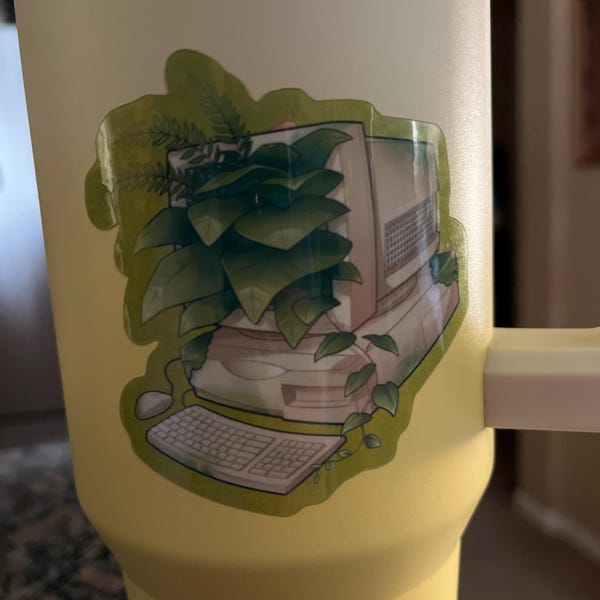 Retro PC Terrarium Sticker - Waterproof Vinyl Sticker - Dishwasher Safe ...