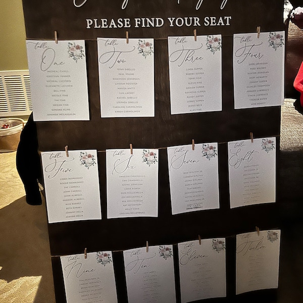 Minimal Table Seating Chart Card Template, Simple Seating Chart ...
