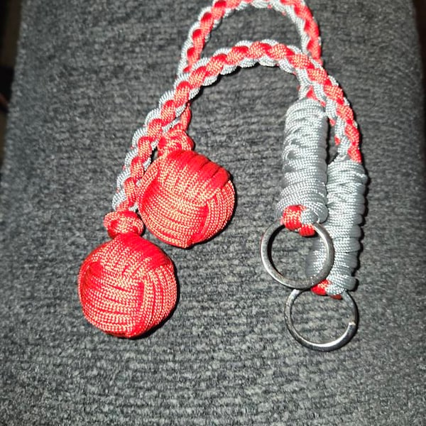Rattler Monkey Fist Paracord Keychain, Custom Colors (steel Ball Core ...
