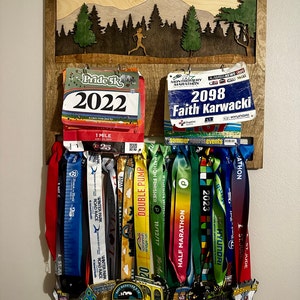 Double Shelf Medal Display Hanger With Custom Name and Sports Figure ...