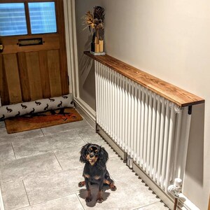 Rustic Solid Wood Radiator Shelf With Cast Iron Brackets - Etsy UK
