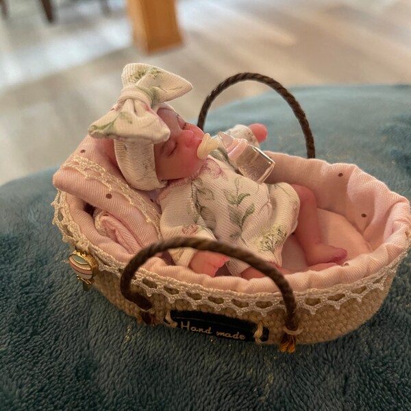Mini Doll Basket for Baby Doll 2/5 3 Inch / Miniature Doll Crib /mini ...