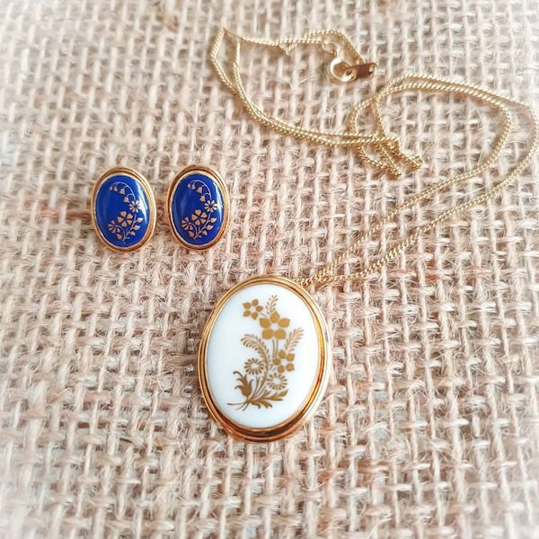 Vintage Kirk's Folly Charm Necklace and Earrings Stars and Moon Bronze ...