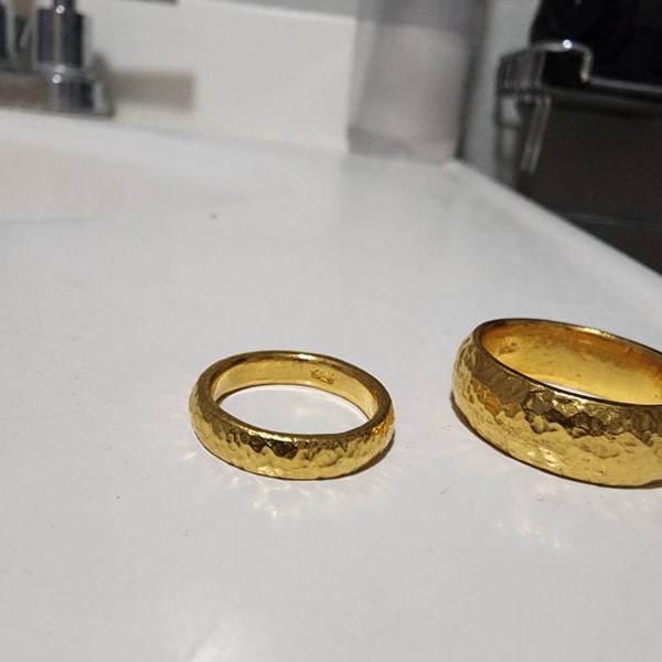 24K Solid Gold Cuff Bracelet. Handmade Pure Gold Plain 8mm Wide Cuff Bracelet. 9999 Fine Gold ...