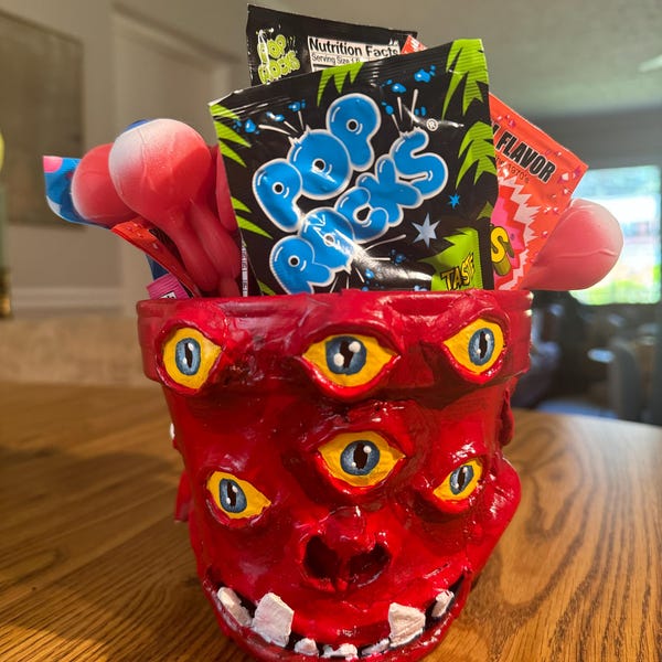 Cyclops Bottle Sculpture Clay Art Piece, Ocean Decor Monster Art ...