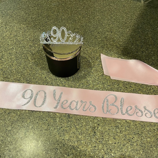 90 Years Blessed Sash | 90th Birthday Sash 90th Birthday Party 90 and ...