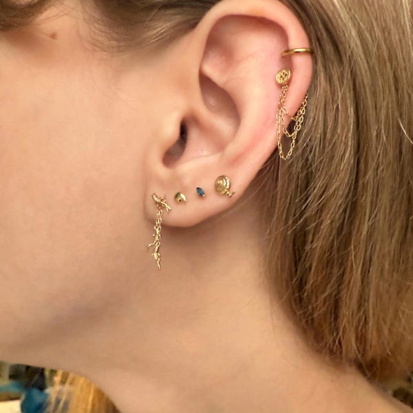 14k Solid Gold Koi Fish Dangle Charm Koi Fish Double Chain Charm Tiny ...