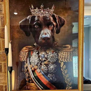 Queen Pet Portrait Royalty Canvas, Custom Pet Portrait From Photo to ...