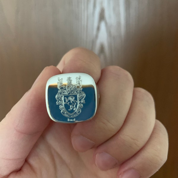 Crest Ring, Square Signet Ring, Pinky Ring, Men's Jewelry, Engraved ...