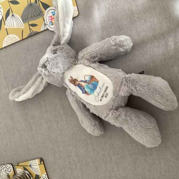 Personalised Bunny Rabbit, New Baby Gift, Personalised Plush Soft Toy ...