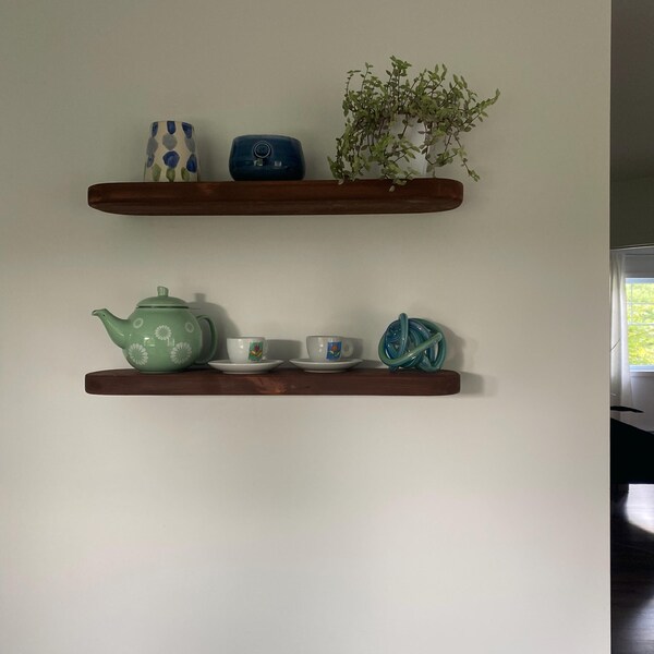 Wooden Wall Shelf, Sturdy Mounted Bookshelf, Custom Picture Ledge Shelf ...