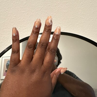 Hand-painted Free-style Silver Metallic Crystal Long Stiletto Press on ...